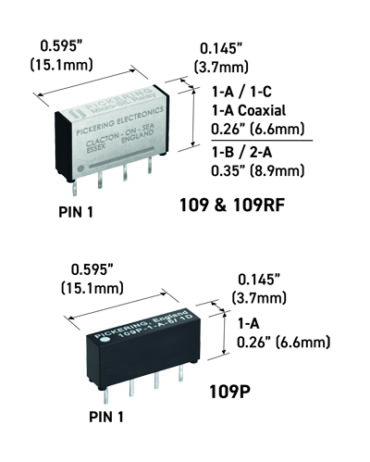 Pickering Electronics - Series 100-110 - Single-in-Line (SIP) Reed Relays