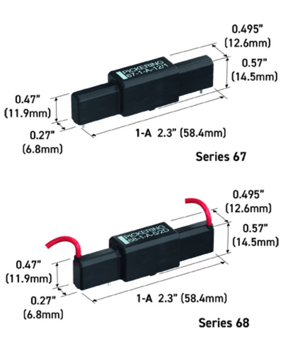 Pickering Reed Relays - Series 67 & 68 - up to 10 kV Reed Relay