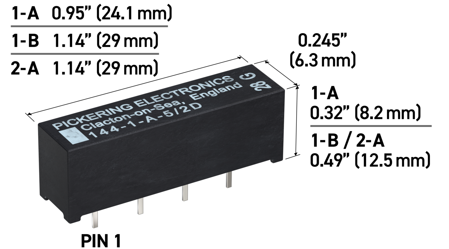 Pickering Reed Relays - Series 144 - High Power Dry SIL Reed Relay